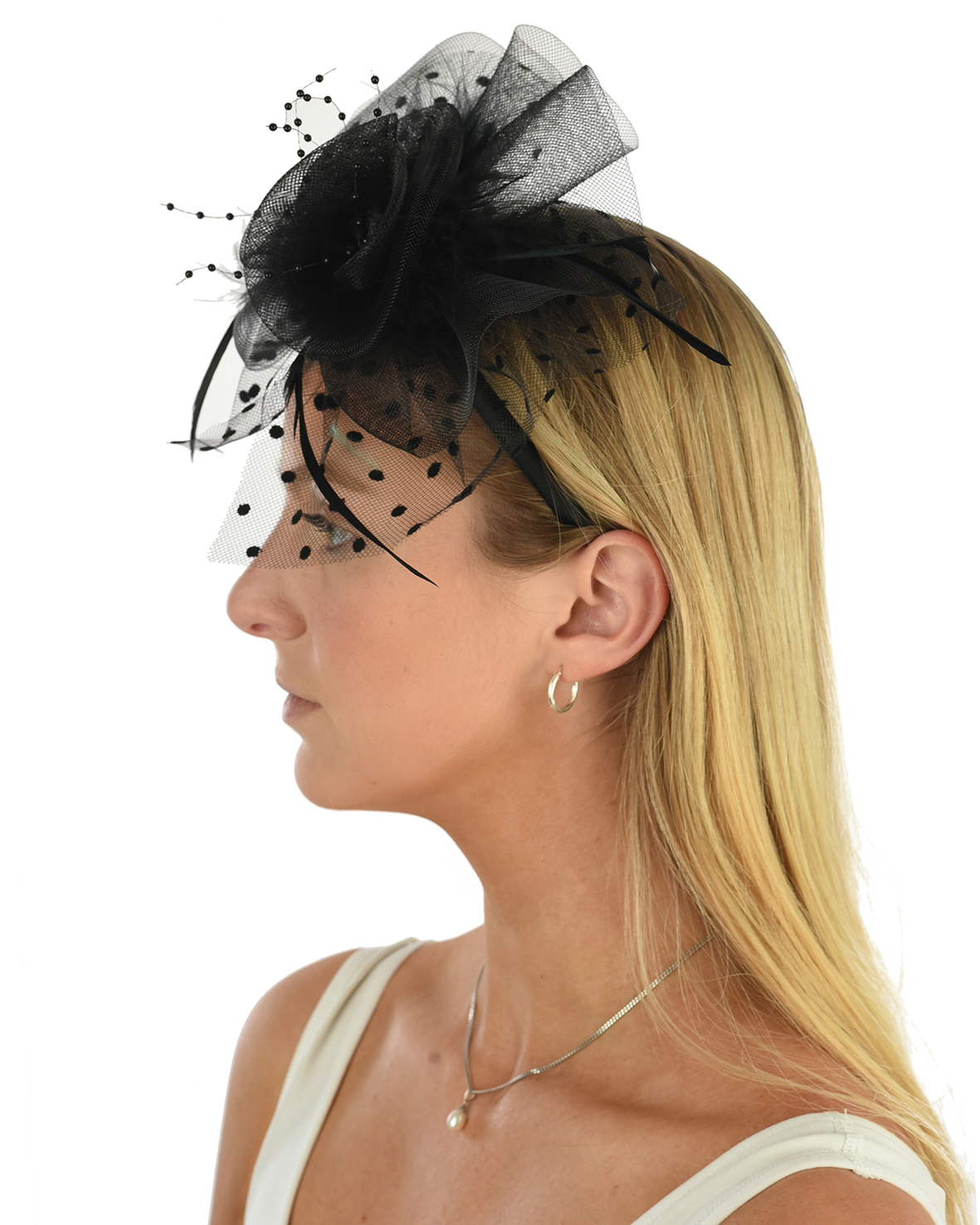 Beaded Crinoline Feather Fascinator | Express Post Available