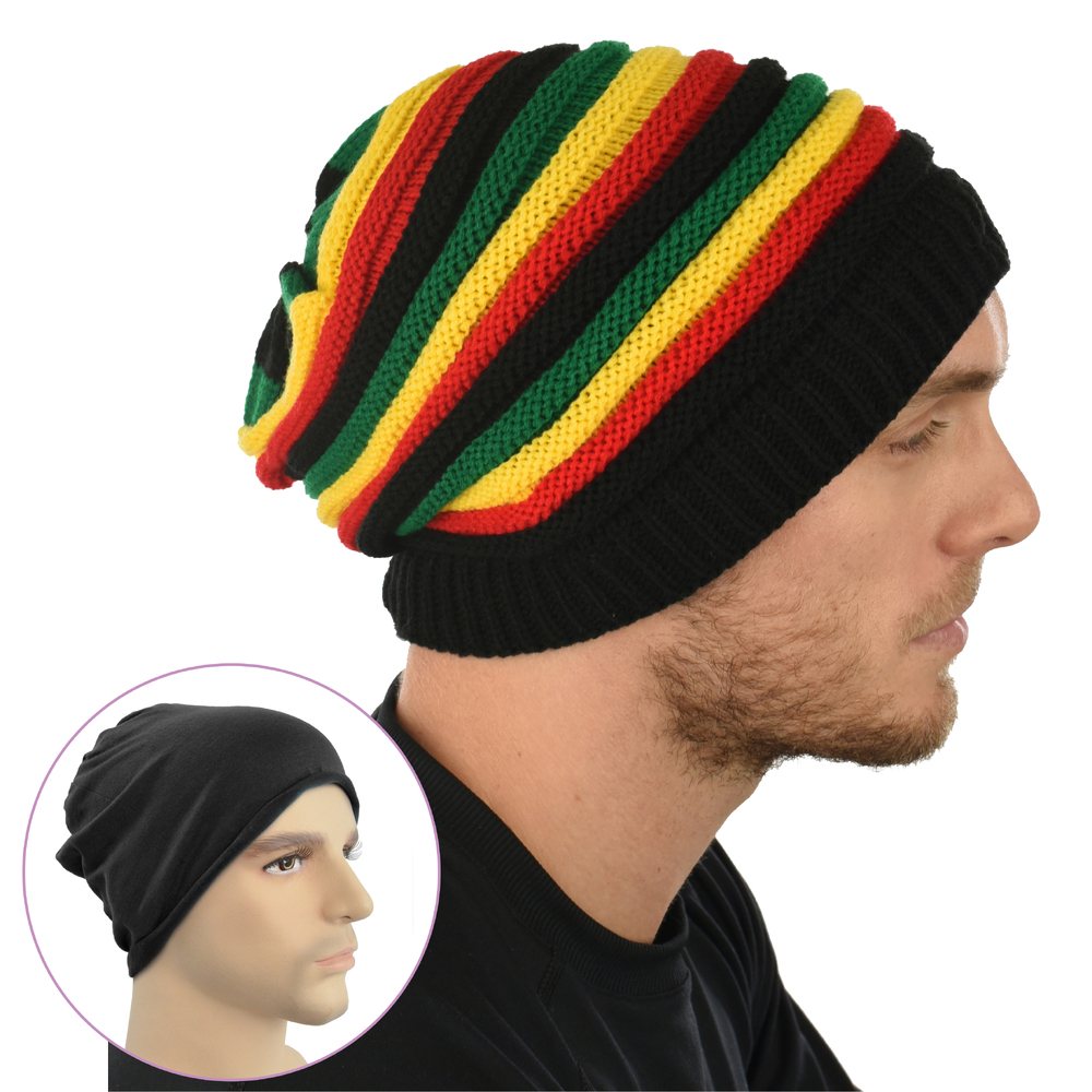 Reggae Slouch Rasta Beanie Jamaica Multi-coloured Knitted Colourful ...